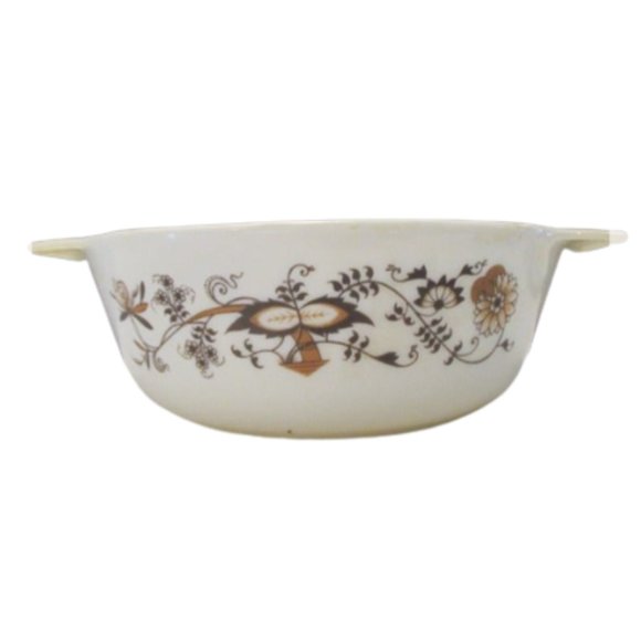 Pyrex | Kitchen | Vintageretro England Brown Floral Vine Milk Glass ...